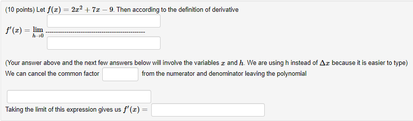 Solved (10 points) Let f(x)=2x2+7x−9. Then according to the | Chegg.com