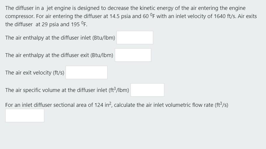 Solved The Diffuser In A Jet Engine Is Designed To Decrease 6428