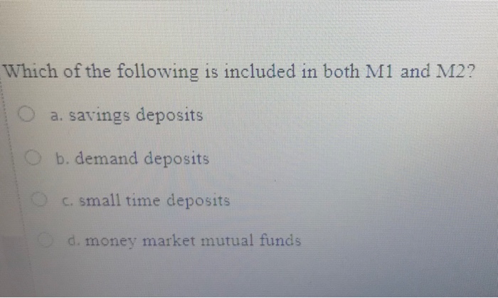 Solved Which of the following is included in both M1 and M2? | Chegg.com