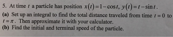 Solved 5. At time t a particle has position x(t)-1-cost, | Chegg.com