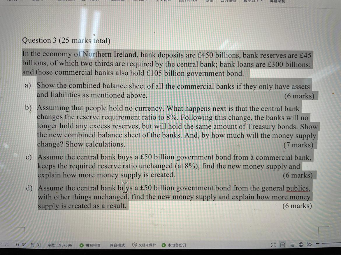 Solved In the economy of Northern Ireland, bank deposits are | Chegg.com