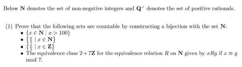 Solved Below N denotes the set of non-negative integers and | Chegg.com
