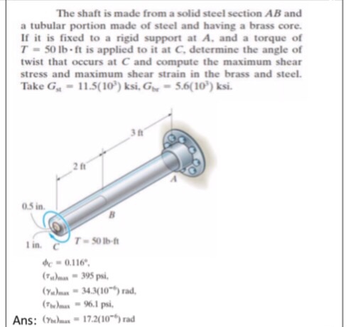 Solved The shaft is made from a solid steel section AB and a | Chegg.com