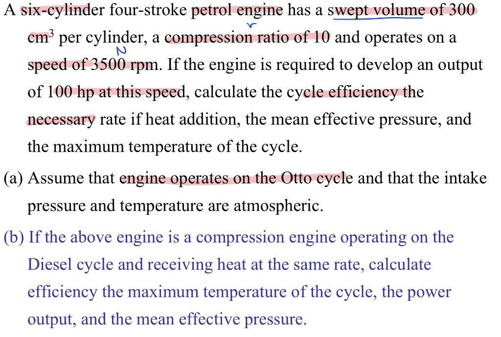 Solved 2 A six-cylinder four-stroke petrol engine has a | Chegg.com