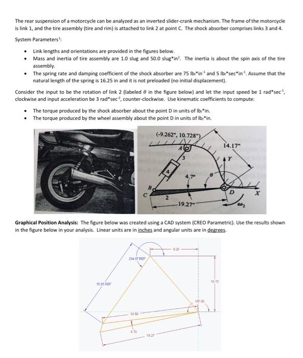 The rear suspension of a motorcycle can be analyzed | Chegg.com