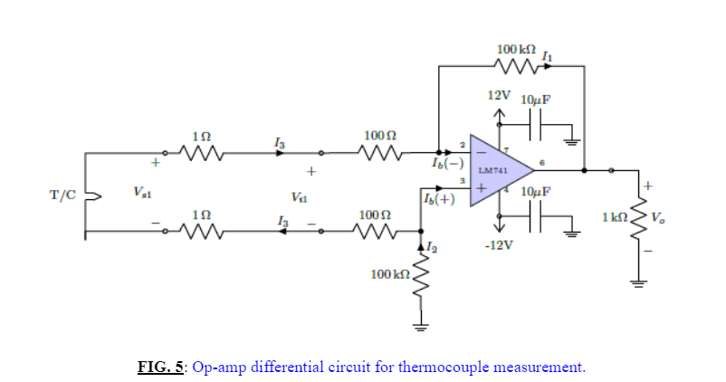 FIG. 5: Op-amp differential circuit for thermocouple | Chegg.com
