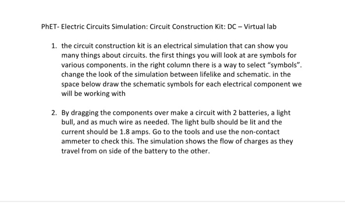 Solved PhET- Electric Circuits Simulation: Circuit | Chegg.com