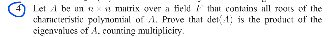 Solved Let A be an nxn matrix over a field F that contains | Chegg.com