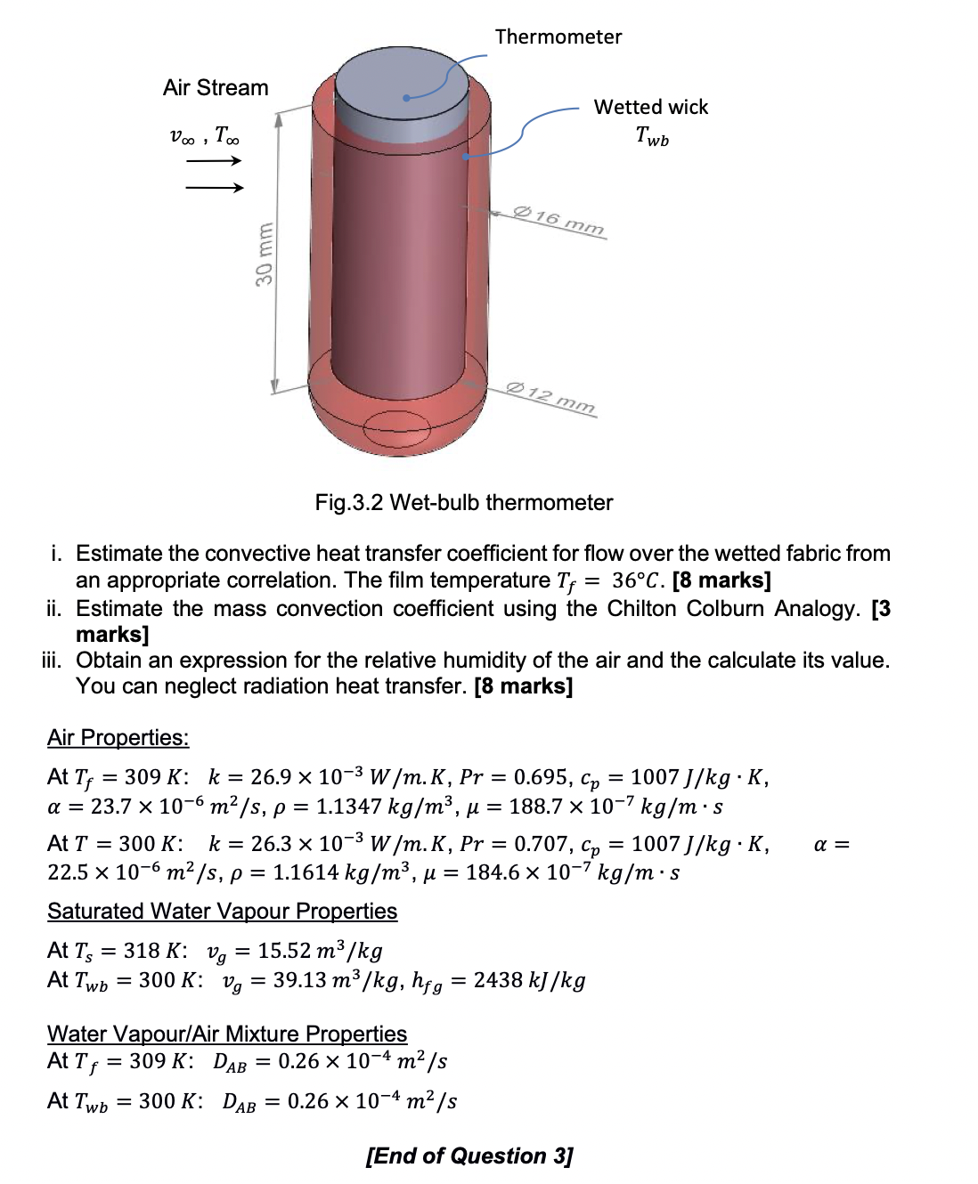 Solved The wet-bulb thermometer consists of a thermometer | Chegg.com