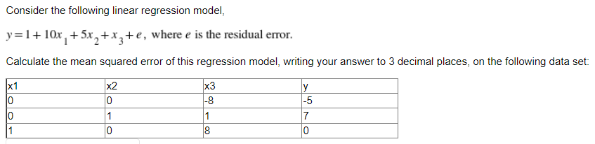 Solved Consider the following linear regression model, | Chegg.com