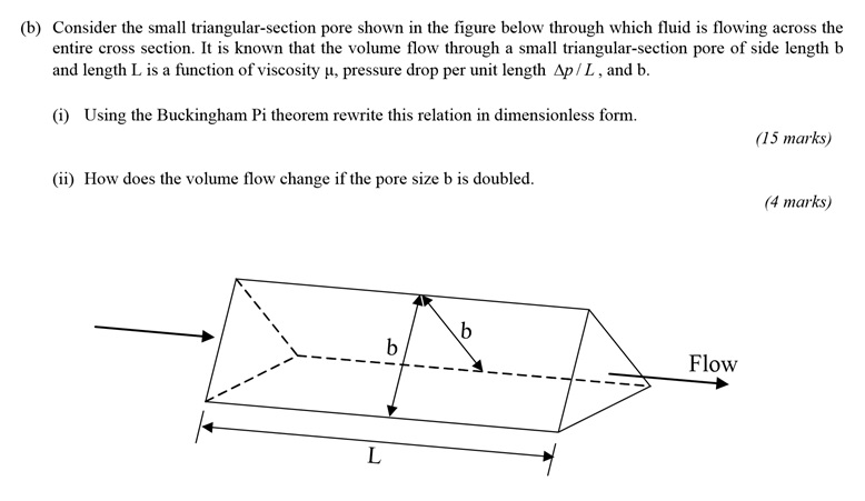 Solved (b) Consider the small triangular-section pore shown | Chegg.com