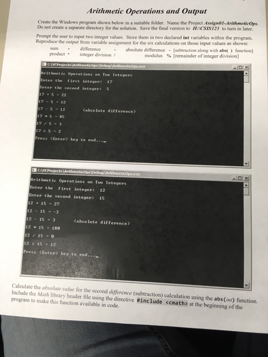 Solved Arithmetic Operations and Output Create the Windows | Chegg.com