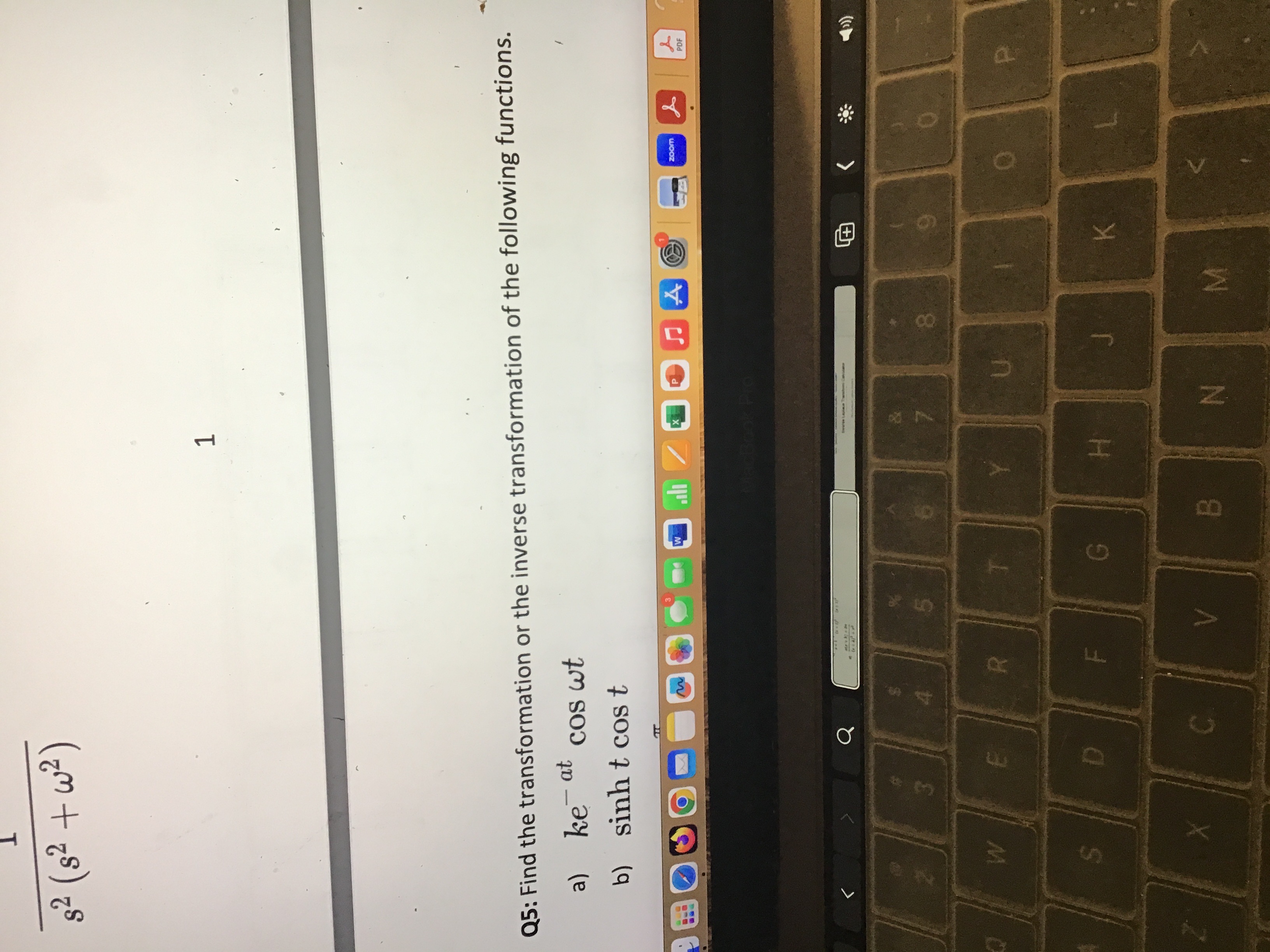 Solved s2(s2+ω2)1 1 Q5: Find the transformation or the | Chegg.com