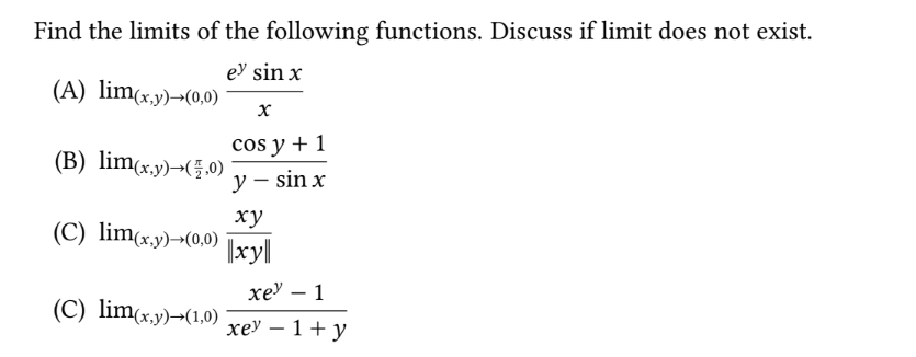Solved Find the limits of the following functions. Discuss | Chegg.com