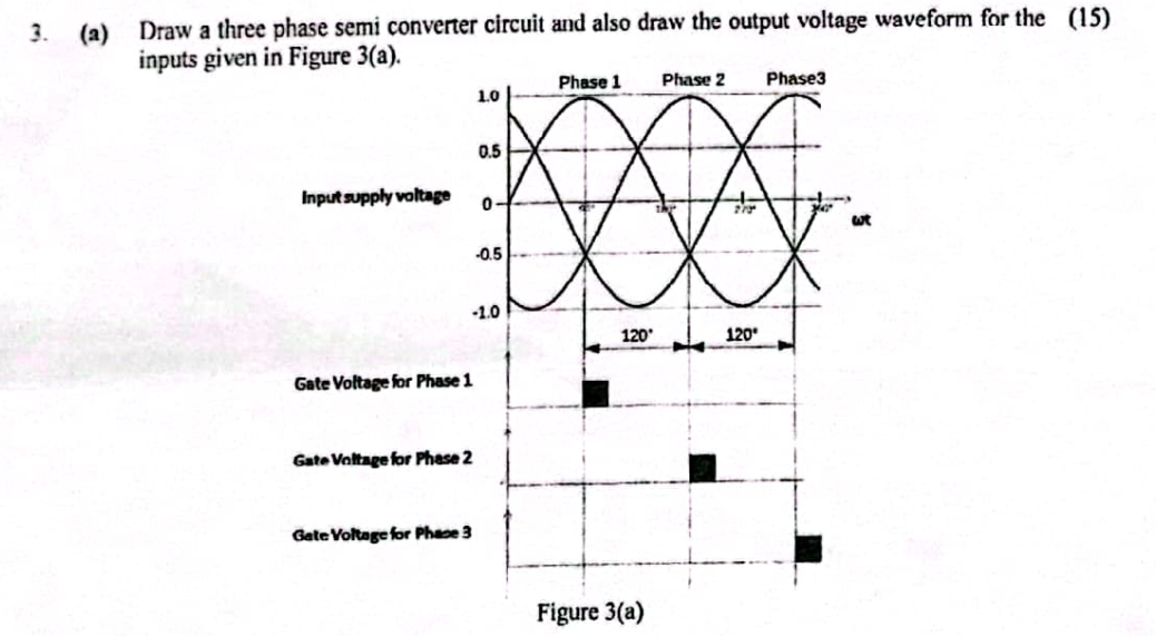 Solved 3. (a) Draw a three phase semi converter circuit and | Chegg.com