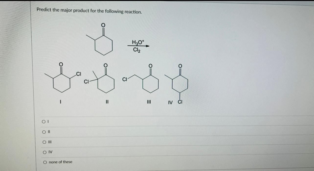 Solved Predict the major product for the following reaction. | Chegg.com