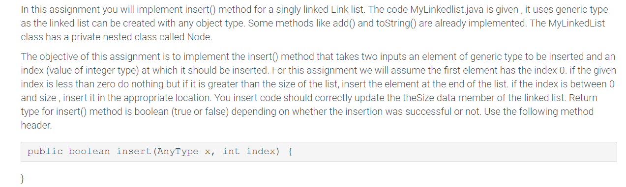 Solved In this assignment you will implement insert() method | Chegg.com