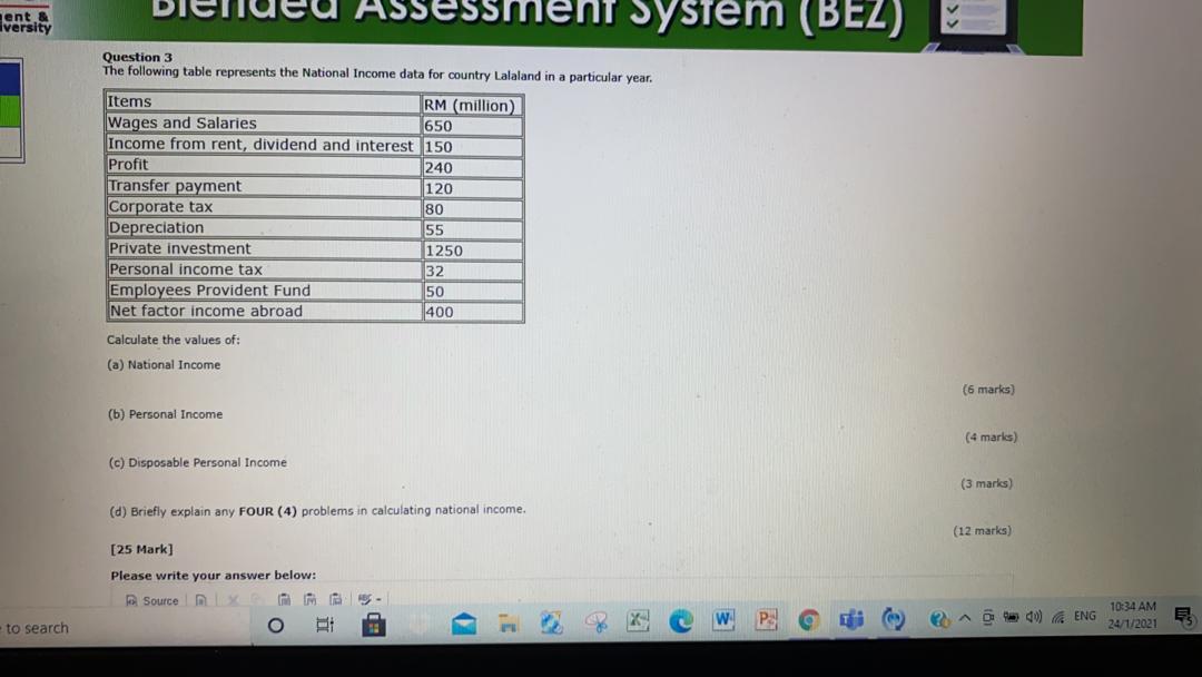 Solved ent & versity nt System (BEZ) Question 3 The | Chegg.com