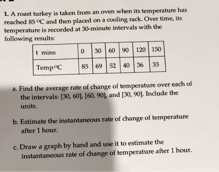 Solved A roast turkey is taken from an oven when its | Chegg.com
