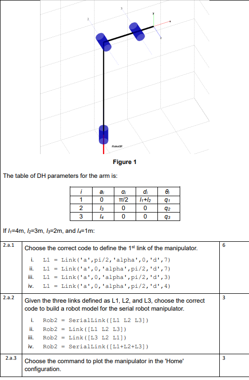 Solved Below (Figure 1) is the diagram of a 3 DOF articulate | Chegg.com