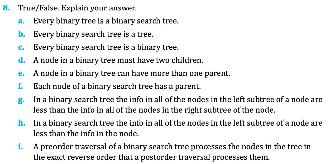 Solved Truefalse Explain Your Answer A Every Binary Tree 8886