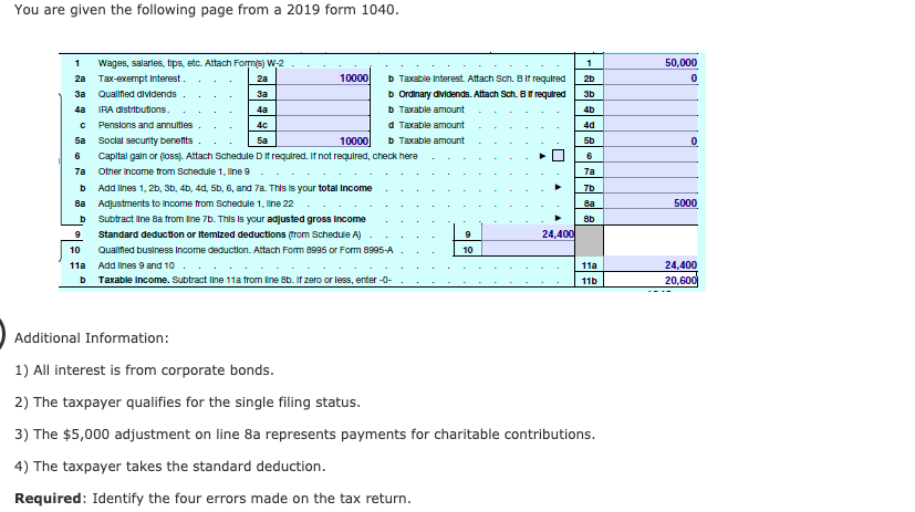 Solved You are given the following page from a 2019 form | Chegg.com