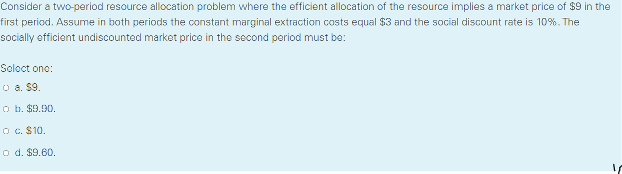 Solved Consider A Two Period Resource Allocation Problem 