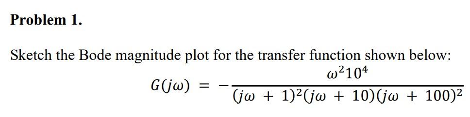 Solved Sketch the Bode magnitude plot for the transfer | Chegg.com