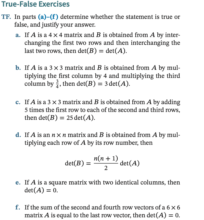 Solved a. If A is a 4×4 matrix and B is obtained from A by | Chegg.com