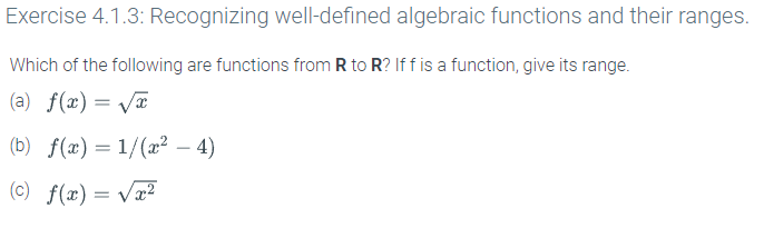 Solved Exercise 4.1.3: Recognizing well-defined algebraic | Chegg.com