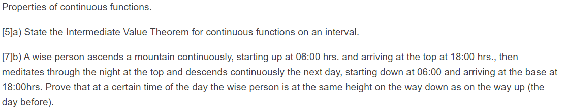 Solved Properties of continuous functions. [5]a) State the | Chegg.com