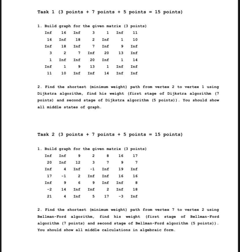 Solved Task 1 (3 points + 7 points + 5 points = 15 points) | Chegg.com