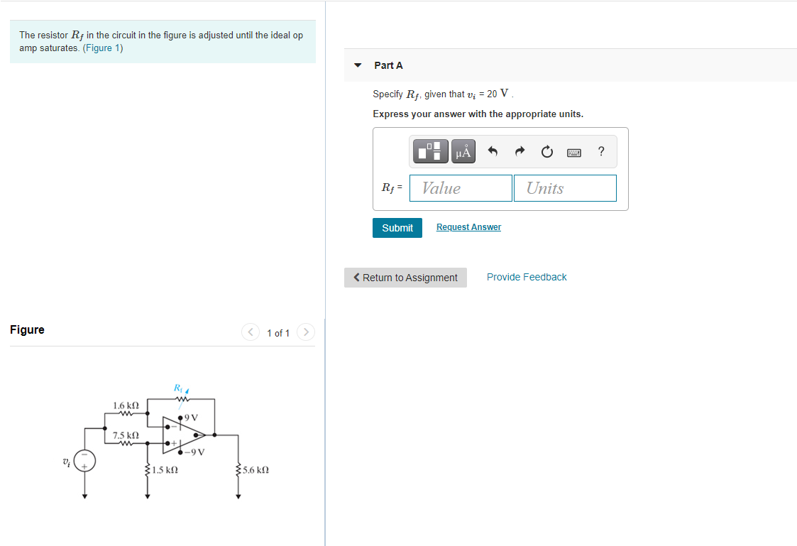 Solved The resistor Rf in the circuit in the figure is | Chegg.com