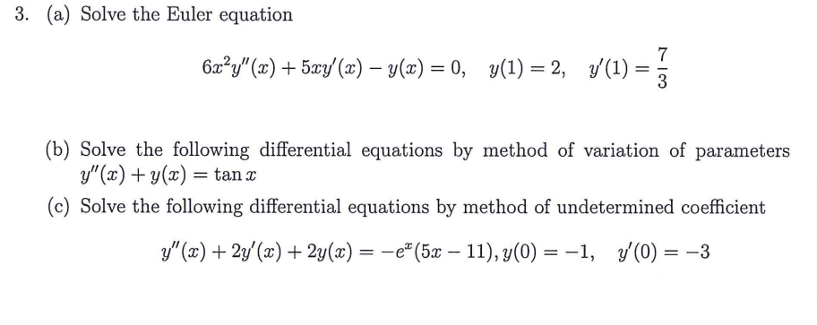 (a) ﻿Solve the Euler | Chegg.com
