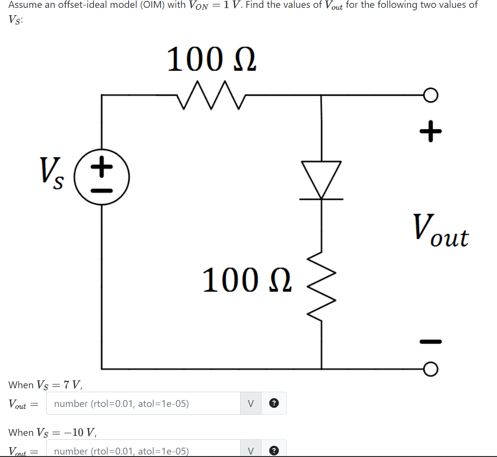 Solved Assume an offset-ideal model (OIM) with VON=1V. Find | Chegg.com