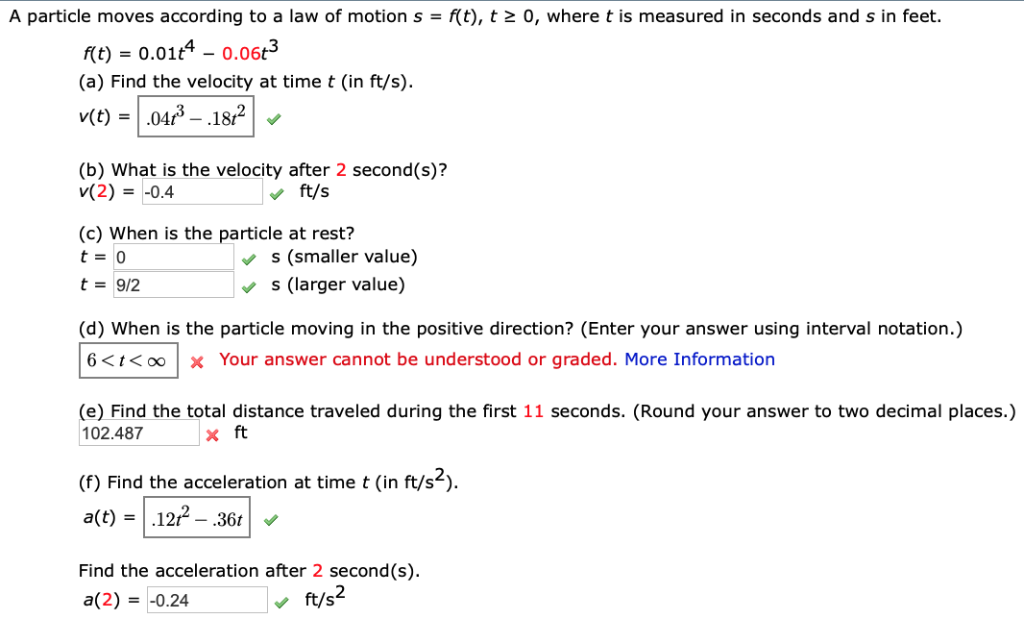 Solved A Particle Moves According To A Law Of Motion S