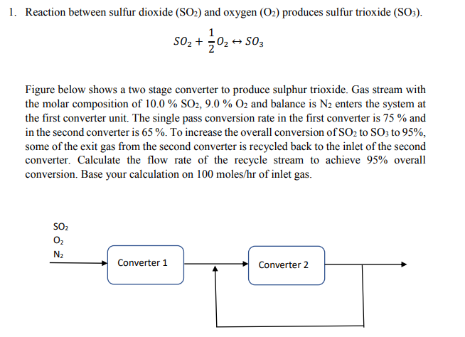 Solved 1. Reaction between sulfur dioxide (SO2) and oxygen | Chegg.com