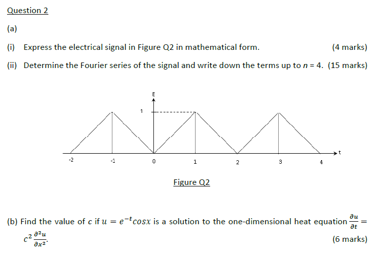 Solved Question 2(a)(i) ﻿Express the electrical signal in | Chegg.com