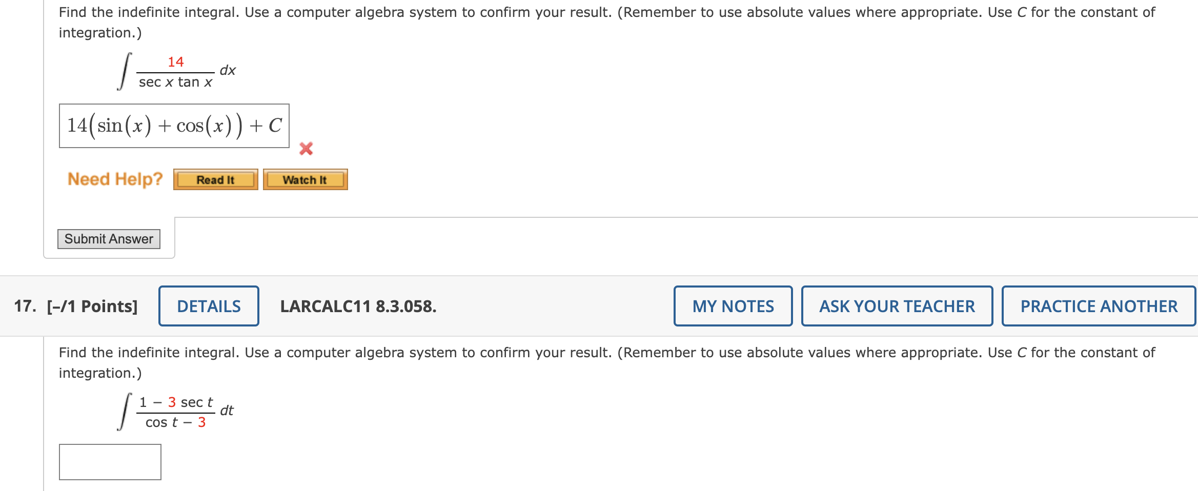 Solved Find the indefinite integral. Use a computer algebra | Chegg.com