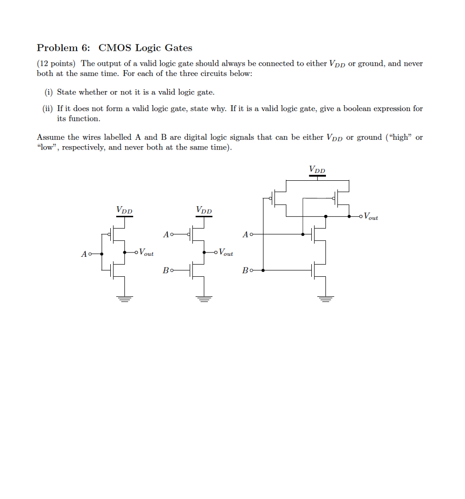 Solved Problem 6: CMOS Logic Gates (12 points) The output of | Chegg.com