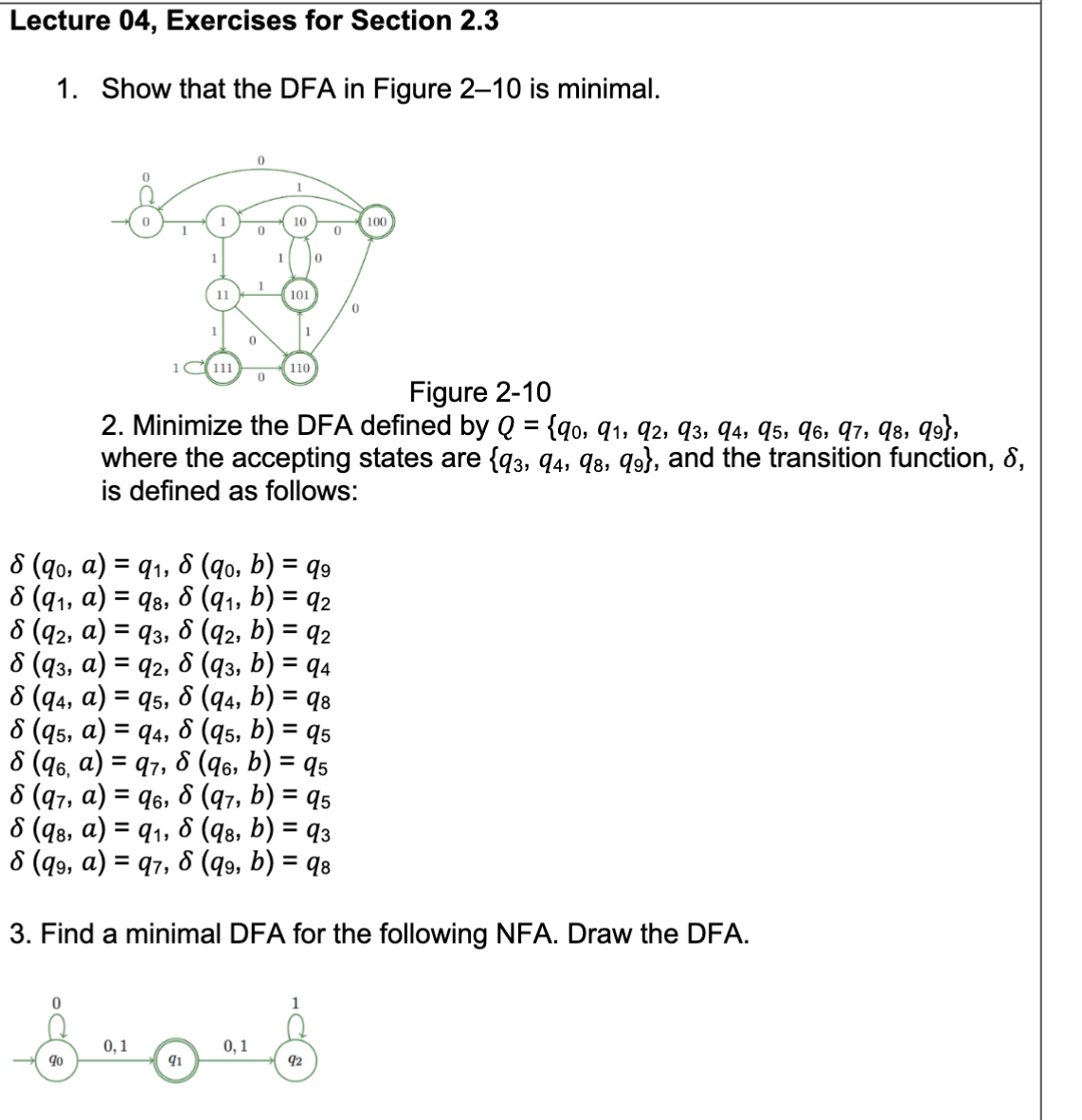 Solved Lecture 04, ﻿Exercises for Section 2.3Show that the | Chegg.com