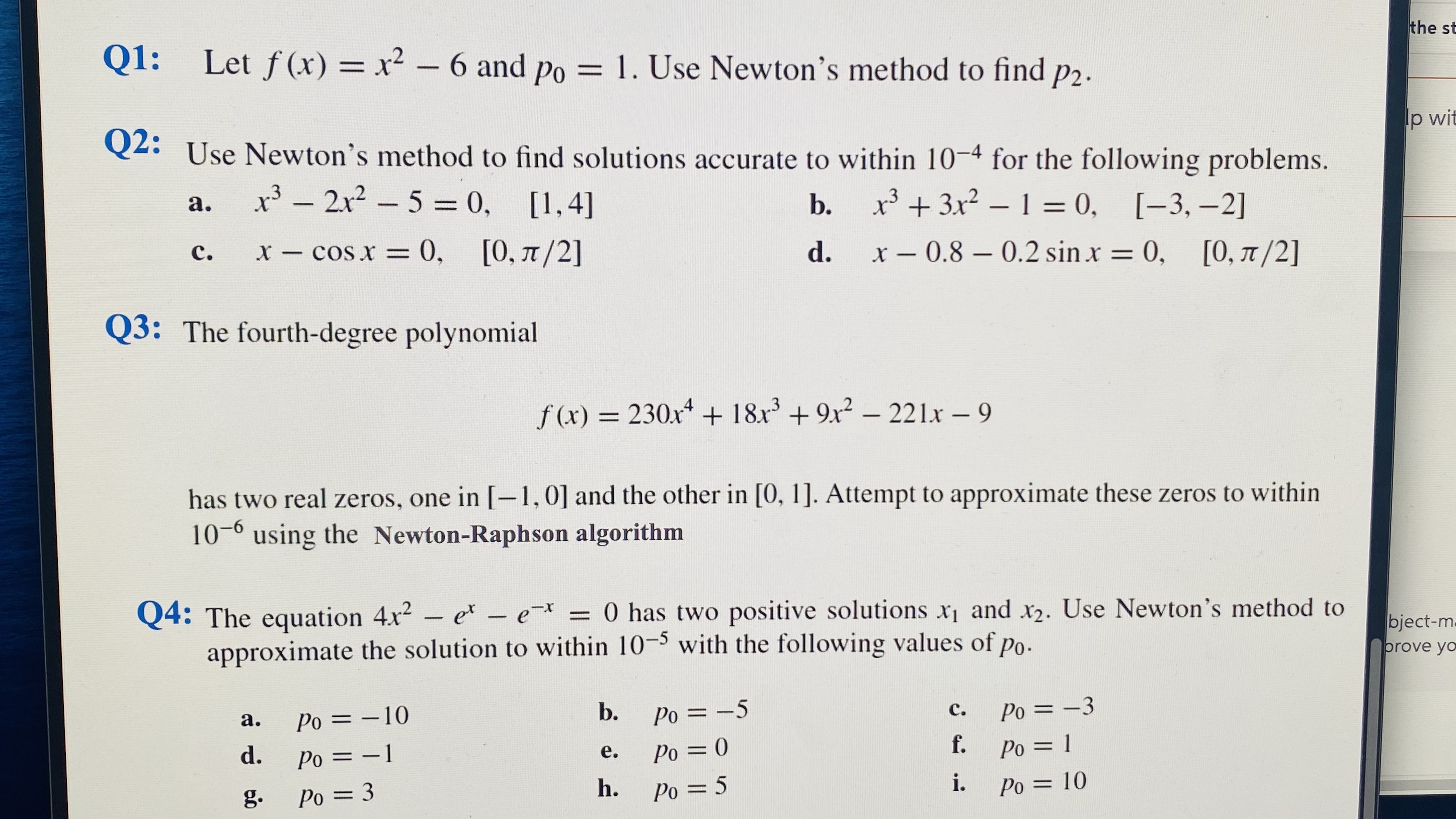 Solved Q1: Let f(x)=x2-6 ﻿and p0=1. ﻿Use Newton's method to | Chegg.com