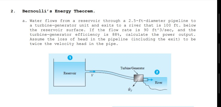 Solved 2. Bernoulli's Energy Theorem. a. Water flows from a | Chegg.com
