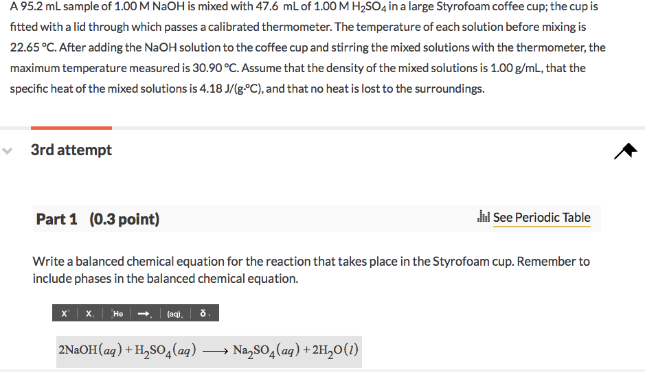 Solved Calculate the enthalpy change per mole of H2SO4 in | Chegg.com
