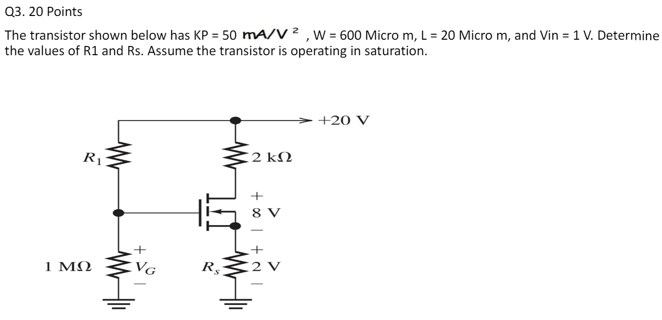 Solved Q3. 20 ﻿PointsThe transistor shown below has | Chegg.com