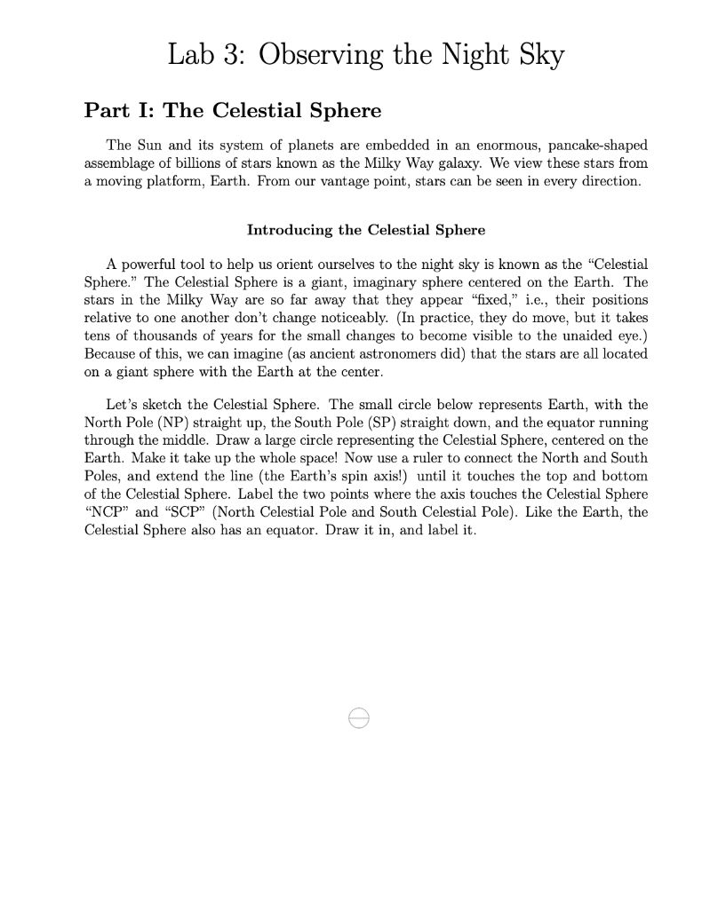 Solved Lab 3: Observing the Night Sky Part I: The Celestial | Chegg.com