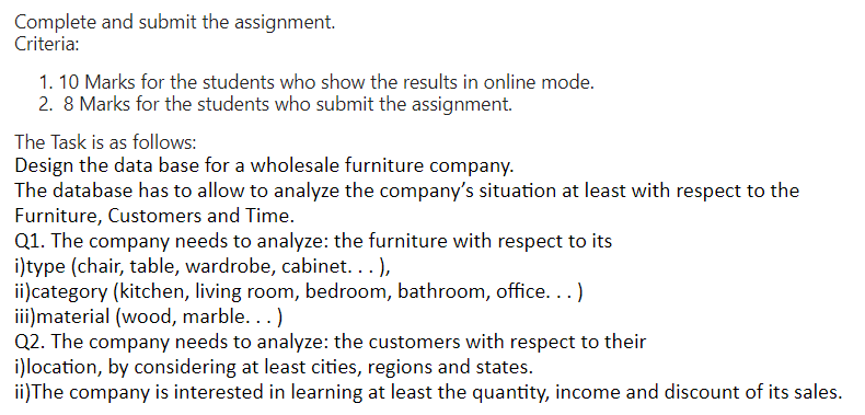 Complete and submit the assignment. Criteria: 1. 10 | Chegg.com