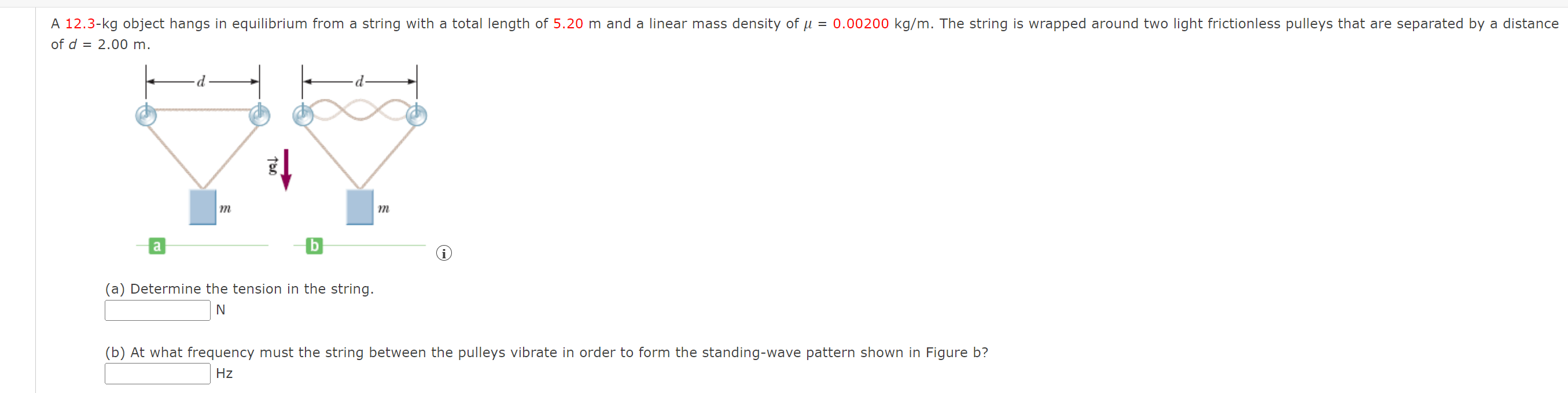 Solved of d=2.00 m. (a) Determine the tension in the string. | Chegg.com