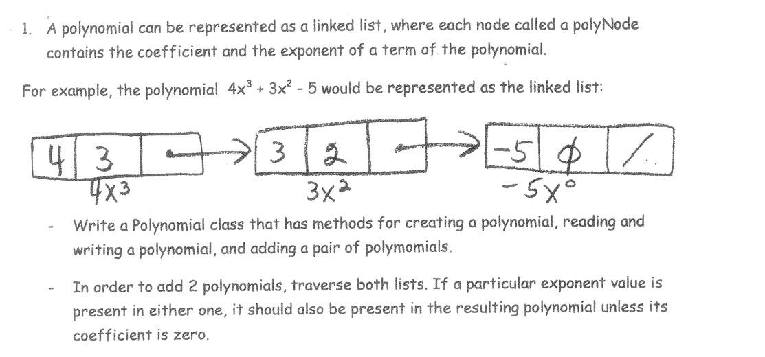 Solved 1. A polynomial can be represented as a linked list, | Chegg.com