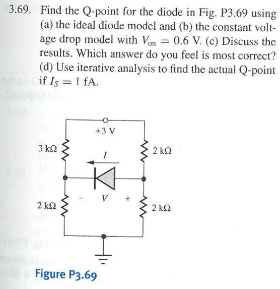 Solved 69. Find the Q-point for the diode in Fig. P3.69 | Chegg.com